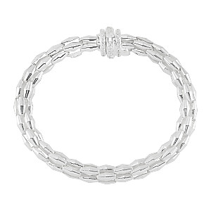 Silpada 'Impressive' Sterling Silver with Stainless Steel Cubic Zirconia Bangle Bracelet, 6.75"