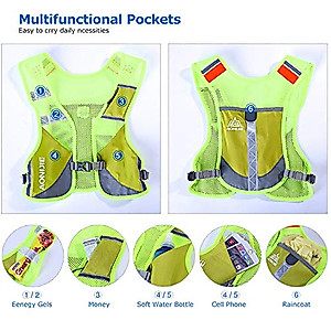 AONIJIE Men Women Ultralight Running Vest Pack Reflective Breathable Hydration Backpack for Hiking Camping Marathon Cycling Race (Green)