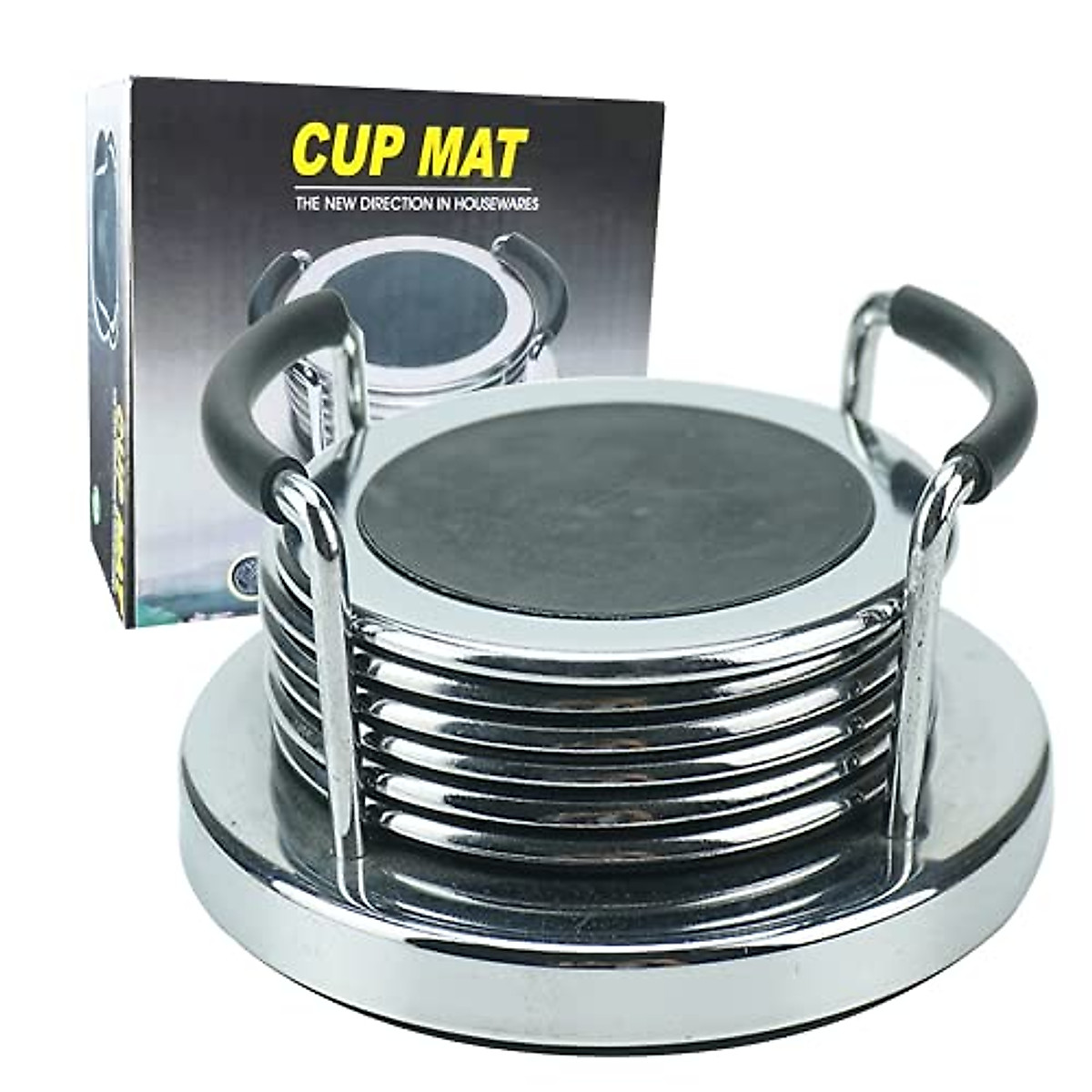 Coasters for Drinks Leather Coasters with Holder for Wooden Table Coaster with Silver Metal Ring for Drinks Absorbent House Warming Presents for Women Funny Farmhouse for Bar Table Set of 6