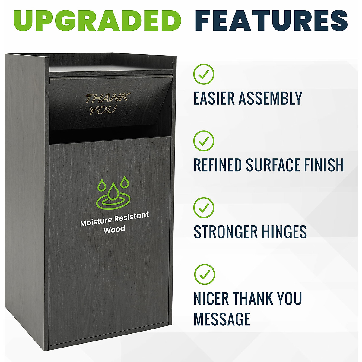 Alpine Restaurant Trash Can Cabinet - Commercial Trash Can 40 Gallon, Garbage Receptacle Indoor with Tray Holder for Restaurants, Cafeterias (Espresso Black)