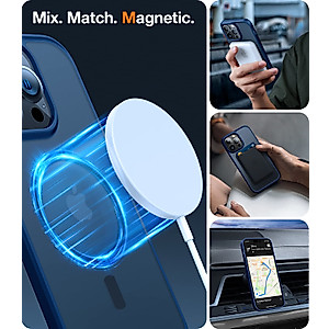 TORRAS Magnetic Designed for iPhone 13 Pro Max Case, [Military Grade Drop Tested] [Compatible with MagSafe] Shockproof Translucent Hard Back Soft Slim Protective Case for iPhone 13 Pro Max, Blue