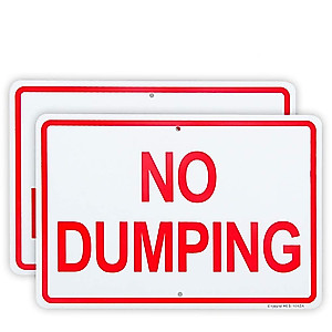 2 Pack No Dumping Sign, 10"x 7" .04" Aluminum Sign Rust Free Aluminum-UV Protected and Weatherproof