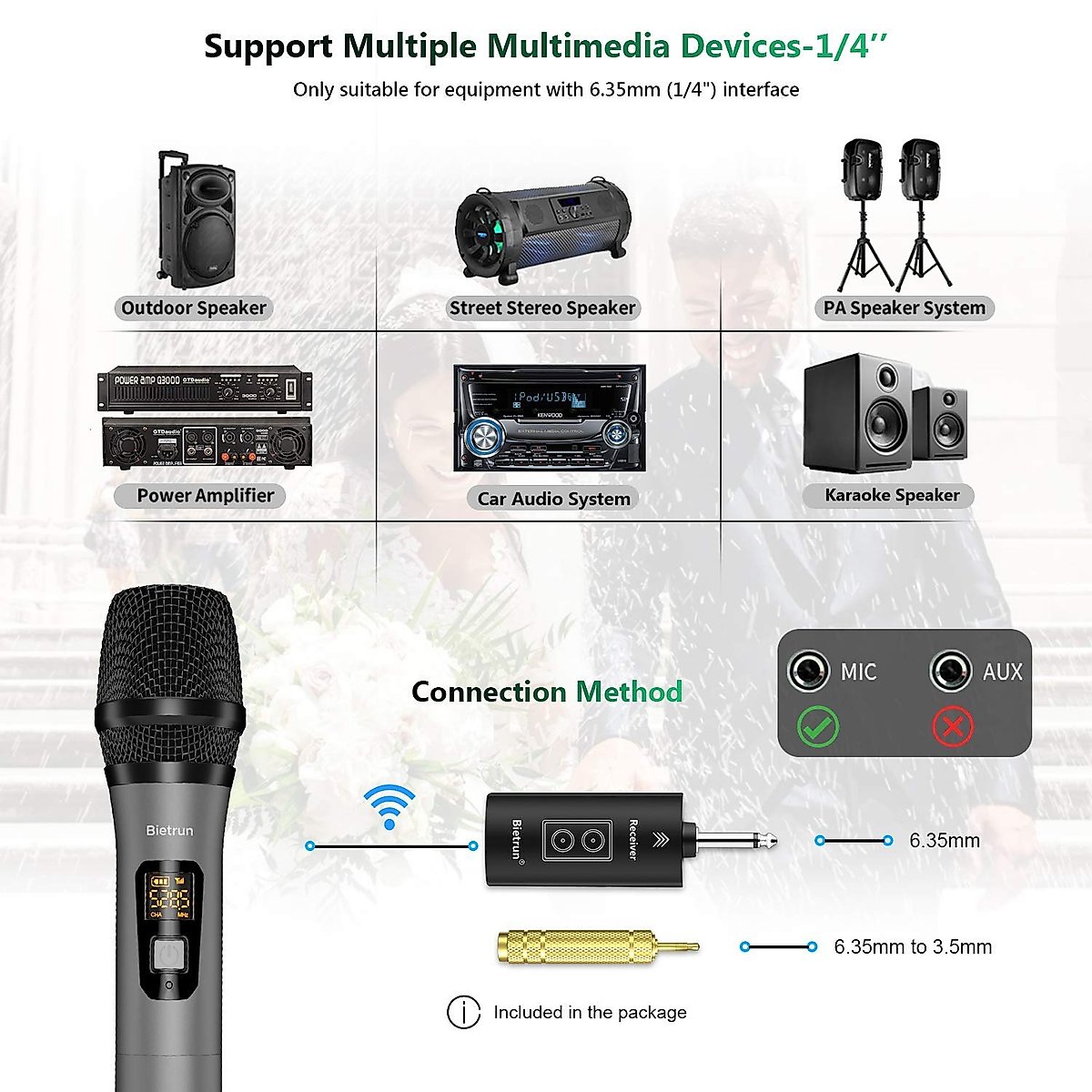 Bietrun Wireless Microphone Portable Storage Case, for Bietrun WXM02 WXM04 WXM19 WXM21, Dual Mic Bag with EVA Hard Shell Exterior, Case Only, for Travel Outing Handheld