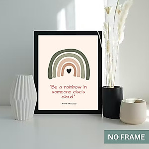 Maya Angelou Quote Wall Art - Inspirational Poster Boho Minimalist Decor - Be a Rainbow in Someone Elses Cloud - Motivational Rainbow Decor for Home, Office, Bedroom - 8x10 in. LAMINATED, No Frame