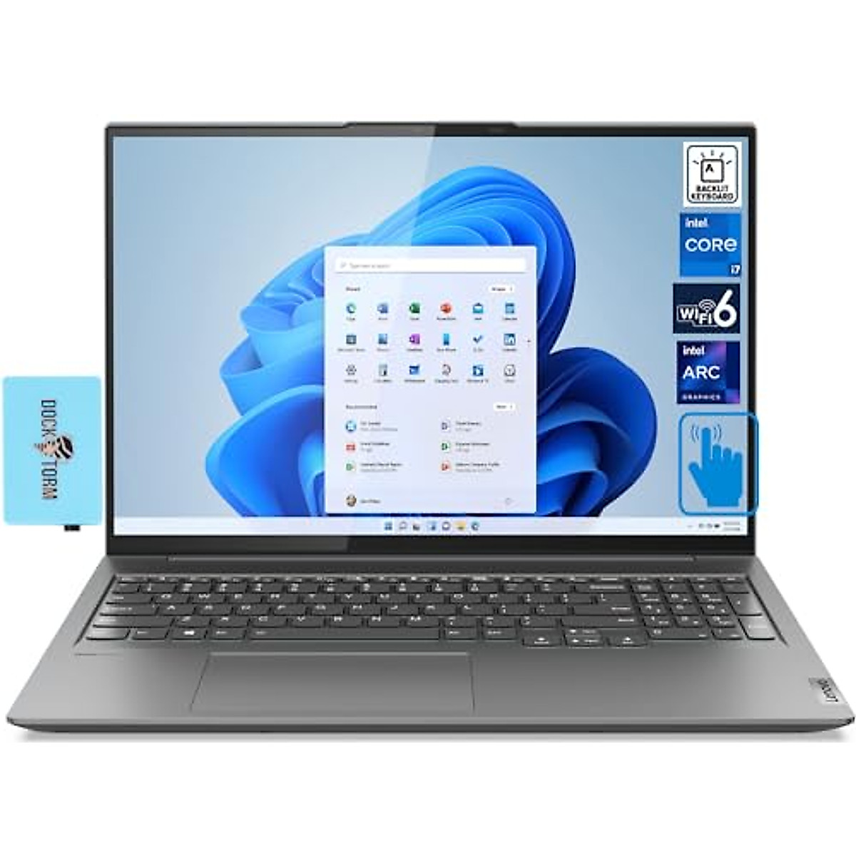 Lenovo Slim 7i Business Laptop 16.0" 120 Hz Touchscreen IPS WQXGA (Intel i7-12700H, Intel ARC A370M 4GB, 32GB LPDDR5, 1TB PCIe SSD, Backlit KYB, Thunderbolt 4, WiFi 6E, Win 11 Pro) w/Dockztorm Hub