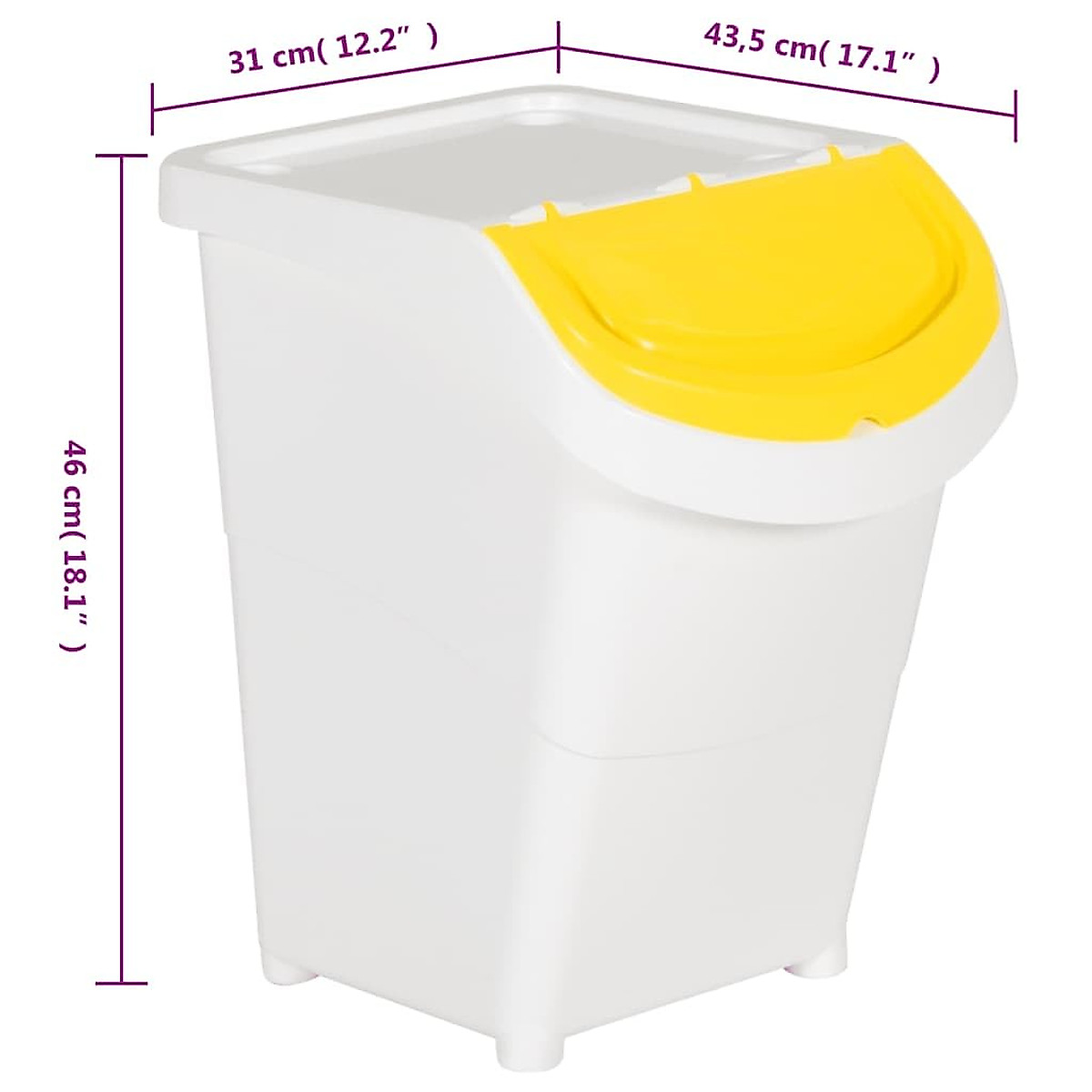vidaXL 3-Piece Stackable Waste Bins with Detachable Lids, White Polypropylene, 31.7 Gal Total Capacity, Easy Cleaning, Lightweight and Impact-Resistant