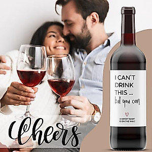 ST. PAULY | ● 10 PCS in 2 Sizes ● Pregnancy Announcement Wine Labels | Baby Announcement Bottle Label | Gender Neutral Pregnancy Reveal | For Family and Friends (I can't drink this but you can)