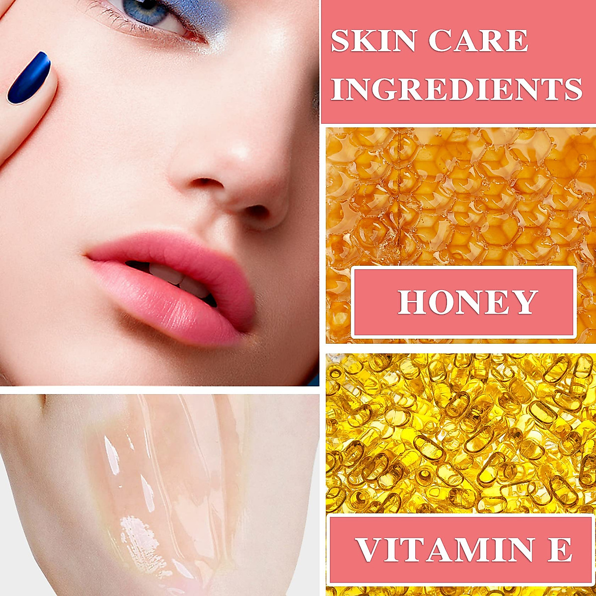 Lip Balm Honey Pot,Honey Lip Balm,Hydrating & Prevention Dry and Cracked Sleeping Lip Mask Lip Scrubs Exfoliator & Moisturizer With Applicator Lip Care Products for Dry Lips