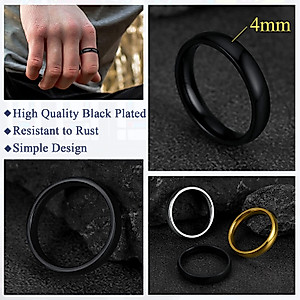 FaithHeart Personalized Custom Black Stainless Steel Rings Wedding Bands Size 5 Fashion Polished Finger Bands Promise Jewelry for Couples