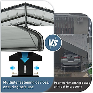 SUNBURY Carport 10 x 20 ft Heavy Duty Metal Carport Canopy with Galvanized Steel Roof, Outdoor Garage Car Shelter Shade for Car, Truck and Boats, Grey