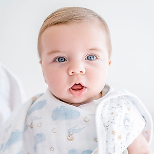 aden + anais 100% Cotton Muslin Burpy Bib – Multi-Use, Absorbent 4-Layer Burp Cloth and Full-Coverage Snap-Closure Baby Bib in One, Lap-Shoulder Drool Cloth, 22.5” X 11”, 2-Pack, Harry Potter