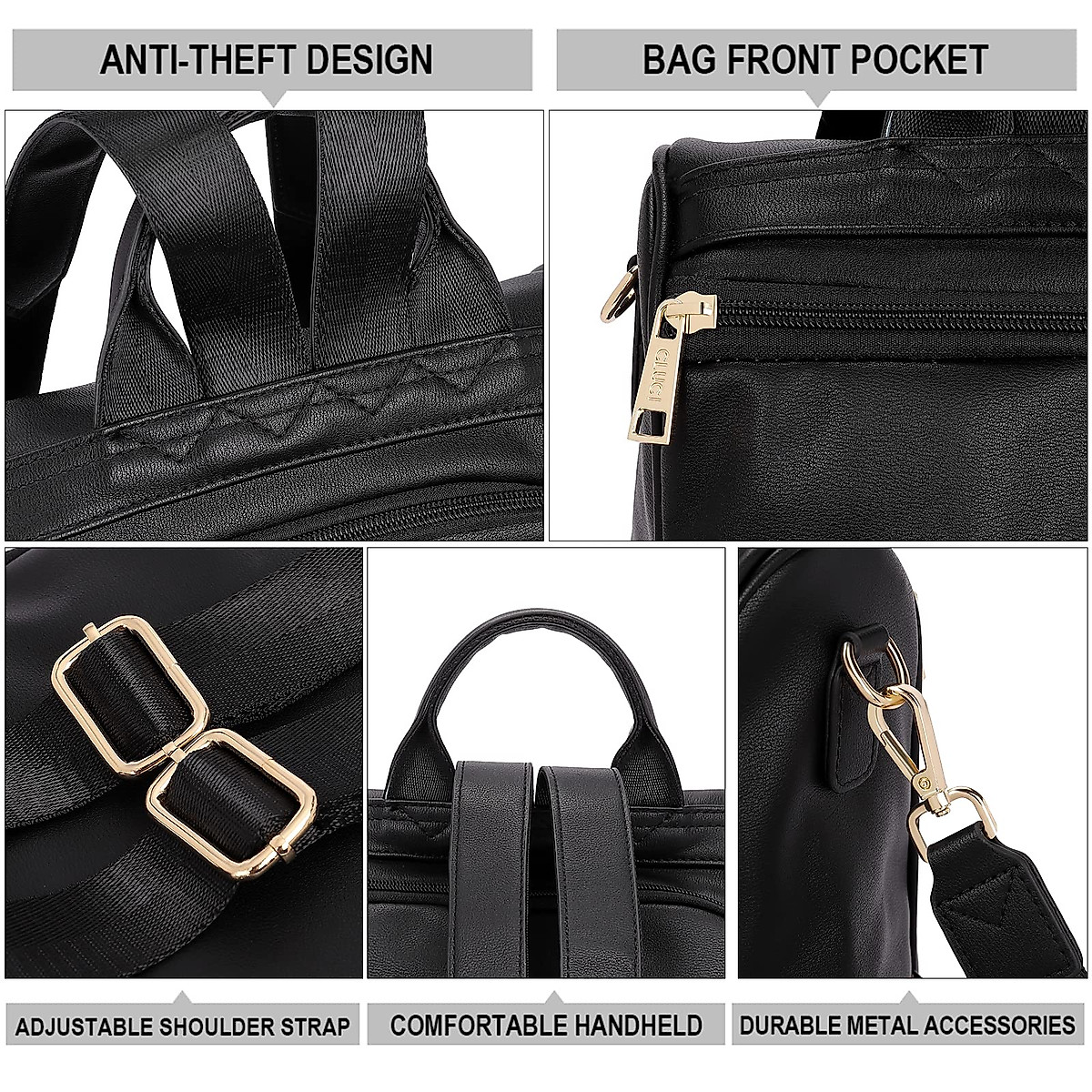 CLUCI Backpack Purse for Women Fashion Leather Ladies Travel Large Designer Convertible Shoulder Bags