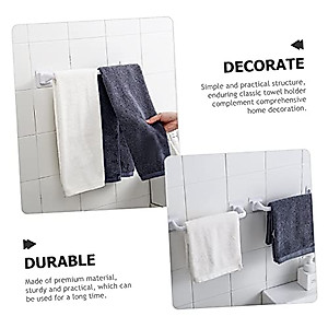 Garneck 3sets Nail- Towel Rail Towel Holder Mount Towel Hooks Hand Towel Rod Square Towel Bathroom Decorations Towel Holder Rod Towel Rod Rack Kitchen Towel Holder Towel Bar White Pp 2pcs*3