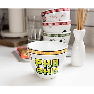 Boom Trendz Ramen Bowl Set of 5 | Ramentic | LoMein | PhoSho | Soba | TsoHungry, Multicolor