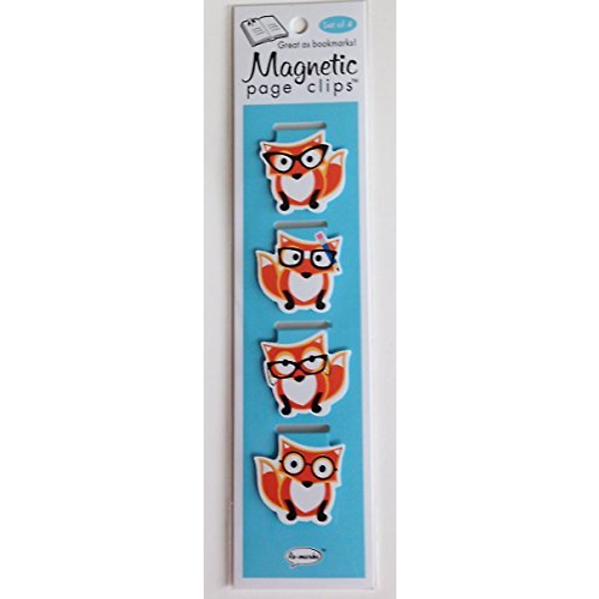 Cute Foxes Illustrated Magnetic Page Clips Set of 4 by Re-marks