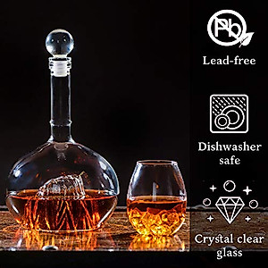 Whiskey Decanter Set with 2 Glasses and Wooden Base - Unusual Mountain Whiskey Decanter Sets for Men and Women - Liquor Decanter Set for Wine, Liquor, Scotch, Vodka, Bourbon - Whiskey Gifts for Men