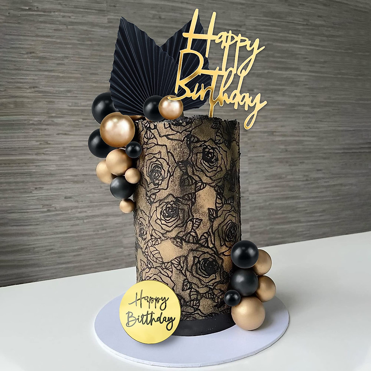 25 PCS Birthday Cake Topper Set, Acrylic Happy Birthday Cake Toppers Numbers 0-9 Crown Cake Topper Ball Shaped Cake Insert Toppers Birthday Cake Decorations for Children or Adults (Style 2)