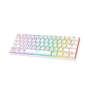 SUPGALIY 60% Mechanical Keyboard Wireless 2.4G/Bluetooth 5.0/Wired Gaming Keyboard 3000mAh 61 Keys RGB Backlit Portable Mini Keyboard for Windows, Mac, Android, iOS (Hot Swappable Blue Switch, White)