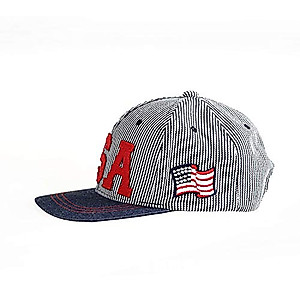 Toddler-Striped-Baseball-Hat American-Flag Snapback Hat Boys Cotton Sun Hat (Blue, 2-6Years)