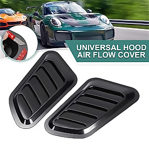 2PCS Universal Hood Air Vents for Car Hood Scoop, Bonnet Vent Hood Air Intake Trim Cover (Black)
