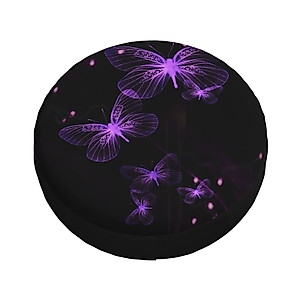 Purple Butterfly Spare Tire Cover Wheel Protectors Universal Dust-Proof Waterproof Fit for Trailer Rv SUV Truck Camper Travel Trailer 16 inch