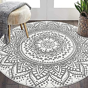 HEBE Boho Round Rugs 5.2Ft Washable Non Slip Round Area Rug Throw Soft Cute Round Nursery Rug Soft Fluffy Bathroom Rug Circle Rug for Bedroom Dorm Kids Room Nursery
