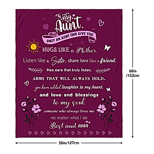 Tsefiwo Mothers Day Aunt Gifts from Niece Aunt Birthday Gift Best Aunt Ever Gifts Aunt Gifts from Nephew Birthday Gift for Aunt Birthday Gifts Ideas Throw Blankets 60"x50"