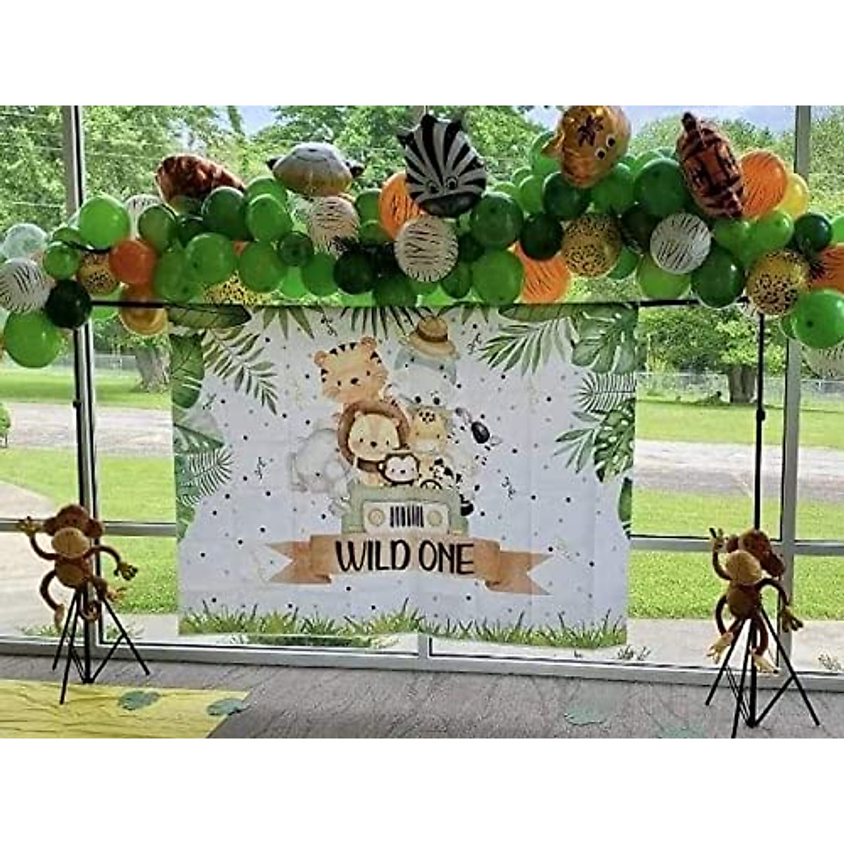 Avezano Wild One Birthday Backdrops Safari Theme First Birthday Party Background Decorations Tropical Jungle Animals 1st Birthday Party Banner Supplies(7x5ft)