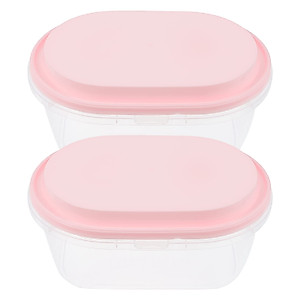 DOITOOL 2pcs Ice Cream Storage Freezer Container With Lids Ice Cream Tubs Freezer Containers for Homemade Ice Cream 1000ml Pink