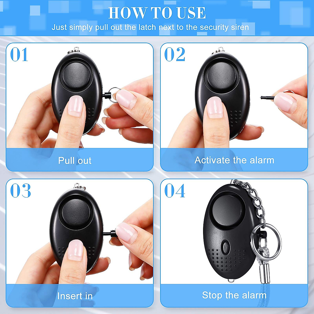 Konohan 12 Pieces Personal Alarm for Women, Safe Sound Personal Alarms Emergency Alarm Keychain Security Alarm Keychain with LED Light, Personal Safety Button Alarm in 6 Colors for Men Elderly