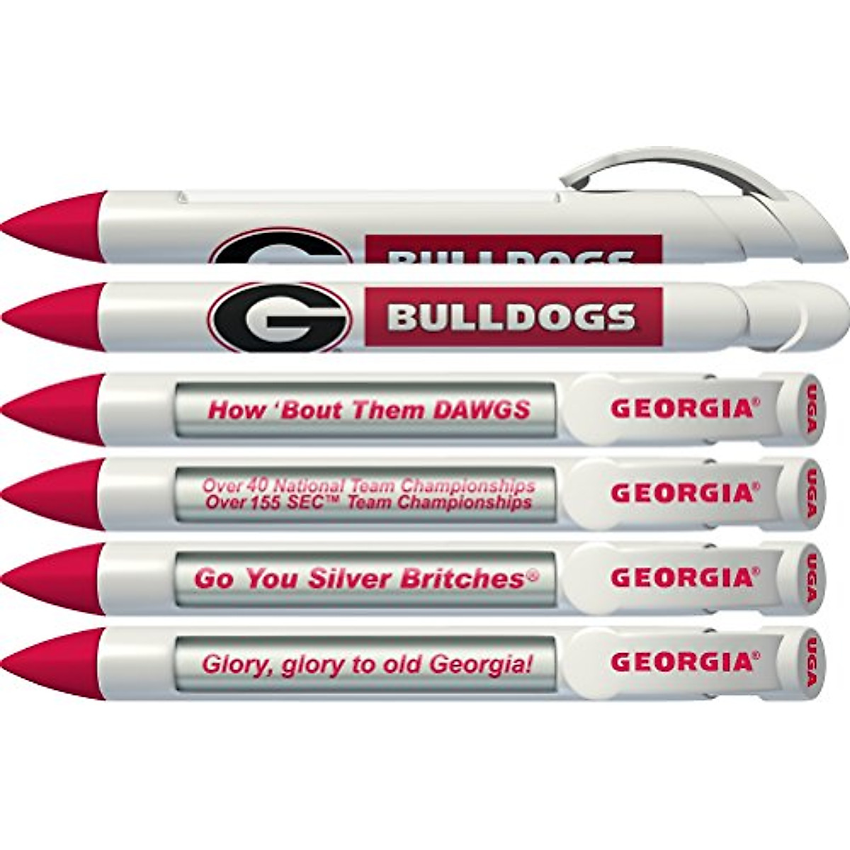 Greeting Pen University of Georgia Bulldogs Rotating Message Pens - 4 Pack (8004) Officially Licensed Collegiate Product