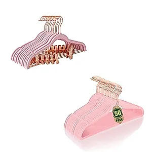 HOUSE DAY Velvet Skirt Hangers 24 Pack and Velvet Hangers 50 Pack, Non Slip Hangers Set