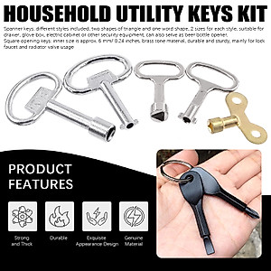 Mardatt 13 Pcs Utility Keys Kit Plumbers Key Tool Set 4 Way Service Cross Key, Triangle Cabinet Spanner Key, Water Tap Faucet Keys, Socket Keys for for Radiators Gas Electric Meter Boxes