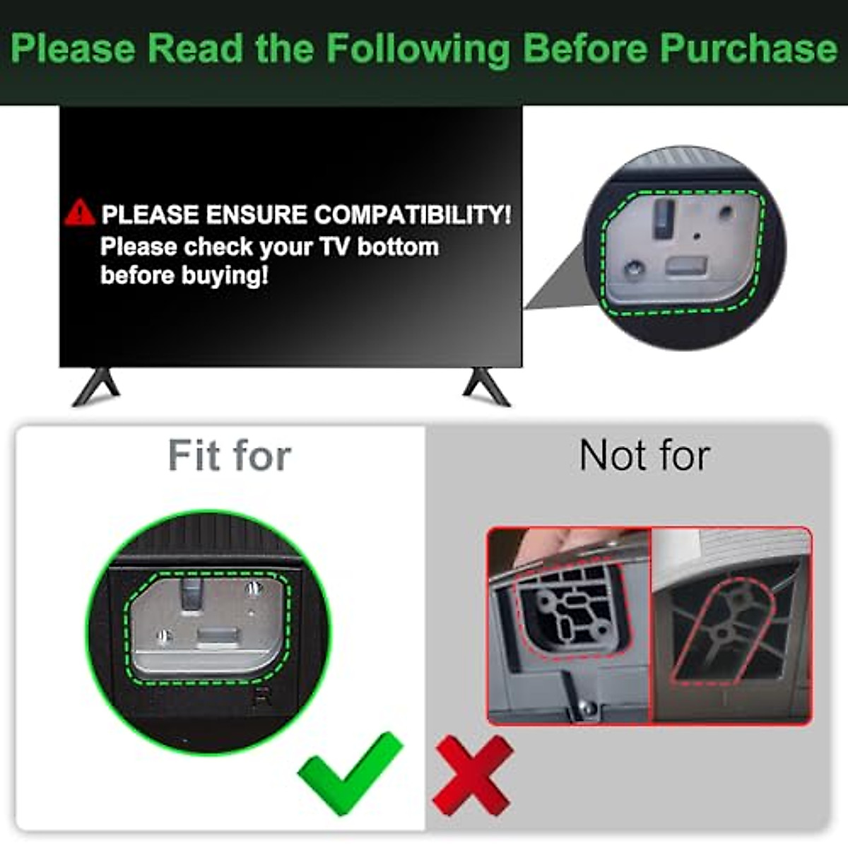 Dinghosen TV Base Stand for Hisense TV Stand, TV Stand Legs for Hisense 32" 43" 50" 55" 58" 65" Roku TV, for 50R6E3 55R6090G 55R6G 55U6GR5 58R6E3 32H4030F3 65R6090G5, TV Stand Base with Screws