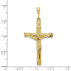Solid 10k Yellow Gold Cross Crucifix Charm Pendant - 47mm x 24mm