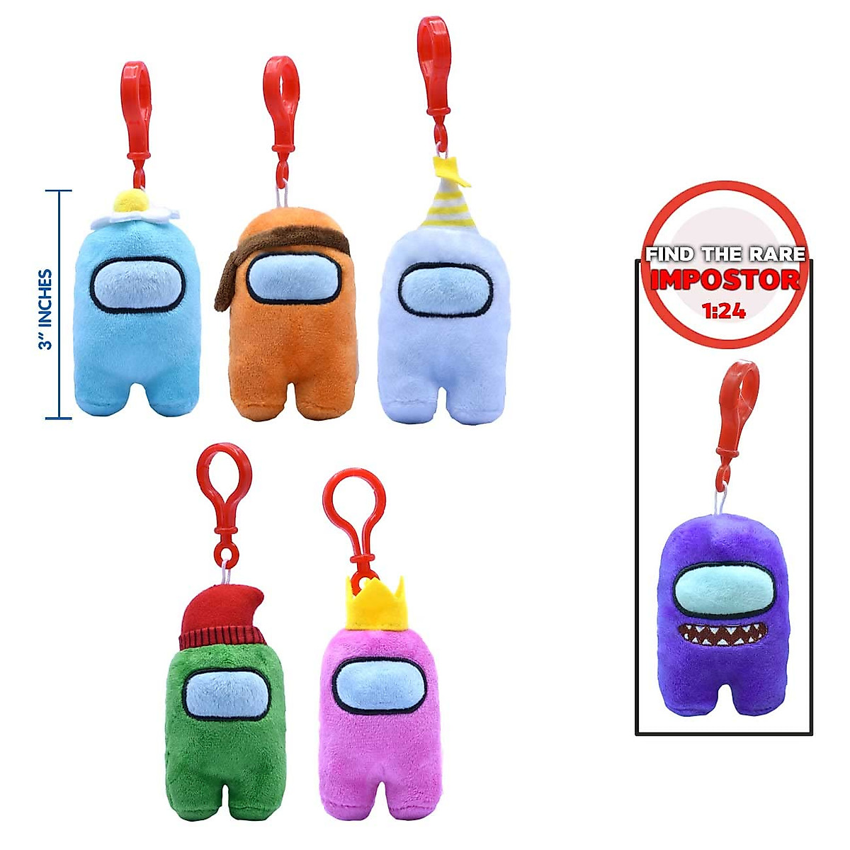 Just Toys LLC Among US 3" Plush Backpack Hangers