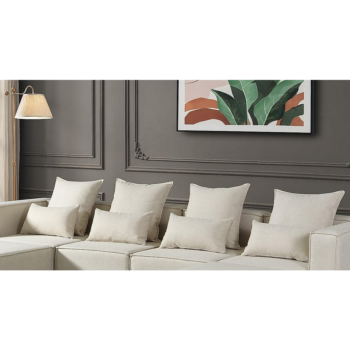 BIOEVER Sofa Modular Sectional Couches Convertible Sofa with Ottoman U Shaped Modern Sofa Sectionals for Living Room,Bedroom and Office(Beige)