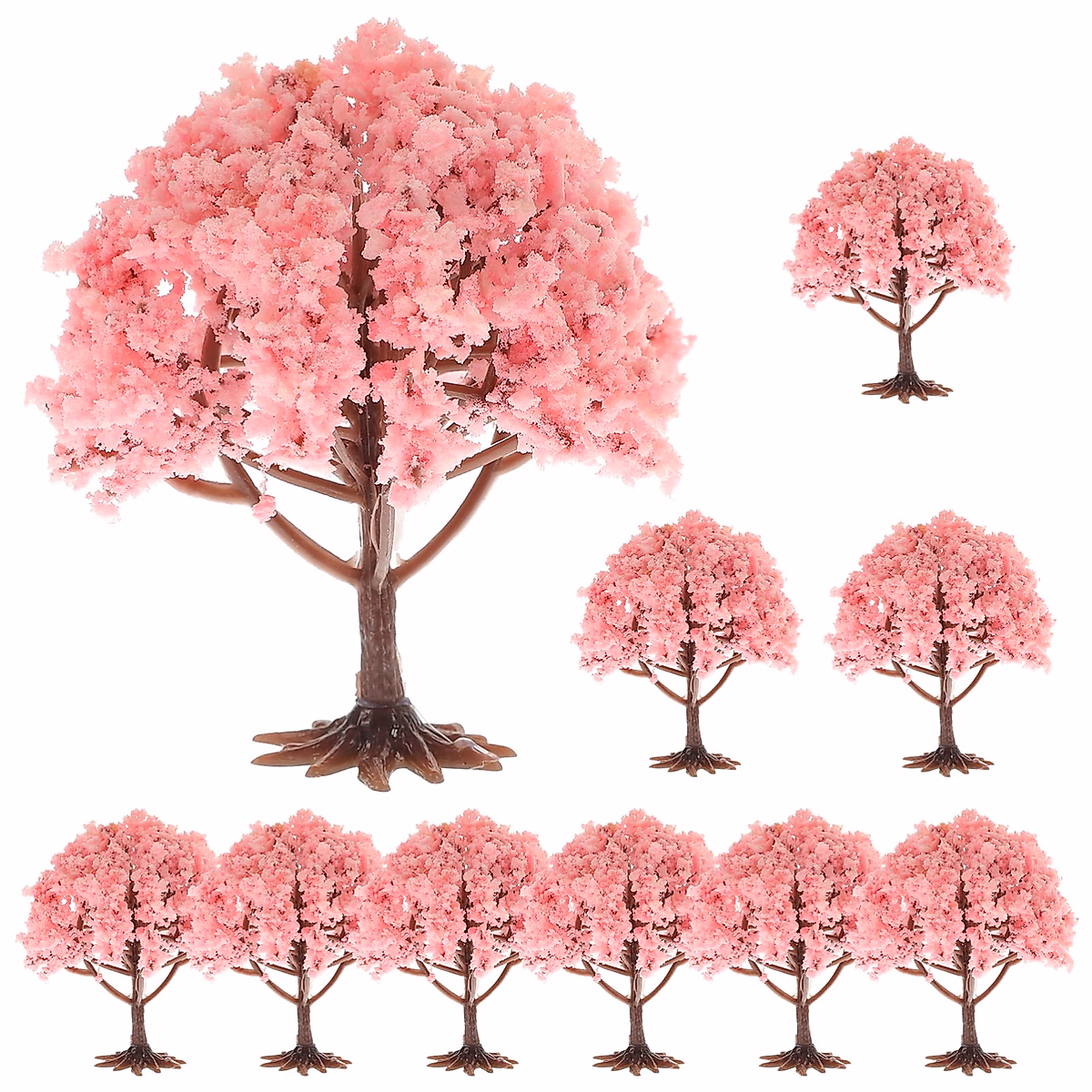 Angoily 10pcs Miniature Flower Tree Model Train Scenery Architecture Cherry Blossom Trees Mini Fake Trees for DIY Sand Table Crafts Building Model Scenery Landscape Ornaments