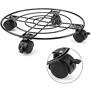 Fasmov 2 Pack 13 inches Plant Caddy, Heavy Duty Iron Potted Plant Stand with Lockable Caster Wheels, Outdoor Caddy Indoor Plant Dolly, Black