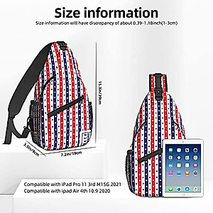 NiuKom American Flag US Stars Stripes Sling Backpack Crossbody Chest Bag Crossbody Shoulder Bag Gym Cycling Travel Hiking Daypack For Women Men