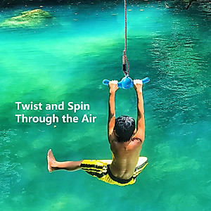 OMNISAFE Ninja-Twister Swing Spins Set, 360° Handle Twist-Kid Ninja Hang Toys, Adjustable Slackline Attachments, Playground Doorway Outdoor Backyard Toddler Swing, Exercise Coordination & Strength