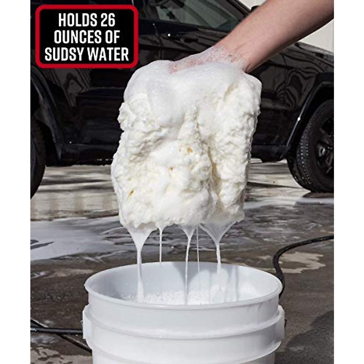 Adam's 10” Professional Wool Wash Pad - Plush Synthetic Car Wash Pad is Gentle On Auto Paint & Accessories Without Worry of Scratches or Swirls - Car Soap & Wax Safe Detailing Tool for Car or Truck