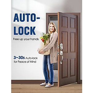Keyless Entry Door Lock, Electronic Keypad Deadbolt with Handle, Auto Lock Front Door Handle Sets, Easy to Install, 50 User Codes, Security Waterproof Smart Locks for Front Door, Home/Hotel Use