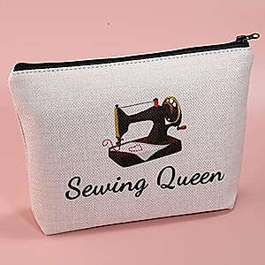 JNIAP Sewing Cosmetic Bag Sewing Queen Gifts for Quilters Seamstress Gifts for Women Makeup Zipper Pouch (Sewing Queen)