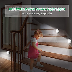 URPOWER Motion Sensor Closet Light, Motion-sensing Battery Powered LED Stick-Anywhere Nightlight,Wall Light for Entrance,Hallway,Basement,Garage,Bathroom,Cabinet,Closet