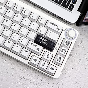 JSJT Space Keycaps 138 Keys White Keycaps Cherry Profile Keycaps PBT Dyed Sublimation Custom Keycaps for Cherry Gateron MX Switch Mechanical Gaming Keyboards