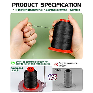 1000 Meters FIVEIZERO Extra Strong Upholstery Thread,Black Bonded Nylon Thread for Denim Leather,Craft,Machine,DIY and Home (1 Pack) CJ