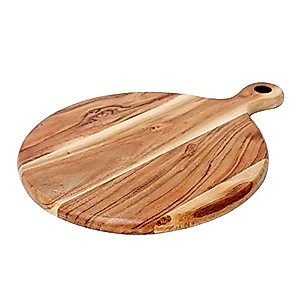 SI DESIGNS Round Reversible Cutting Board for Kitchen, Wooden Decorative Board, Charcuterie Board for Cheese Pizza Bread, First Apartment Kitchen Essentials, New Home Kitchen Accessories (13 x 10")