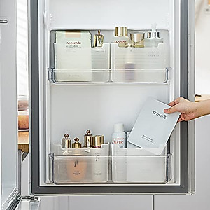 LINFIDITE 2 Pack Fridge Side Door Storage Containers Refrigerator Organizer Box Durable Plastic Storage Bins for Fridge, Counter, Cabinet Kitchen Organization Food Storage