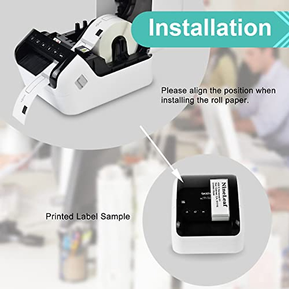 NineLeaf (6 Roll /400 Labels per Roll) Die-Cut Standard Address Labels with Cartridge Compatible for Brother DK-1208 DK1208 38mm x 90mm (3-1/2" x 1-1/2") White Paper use in QL Label Printers